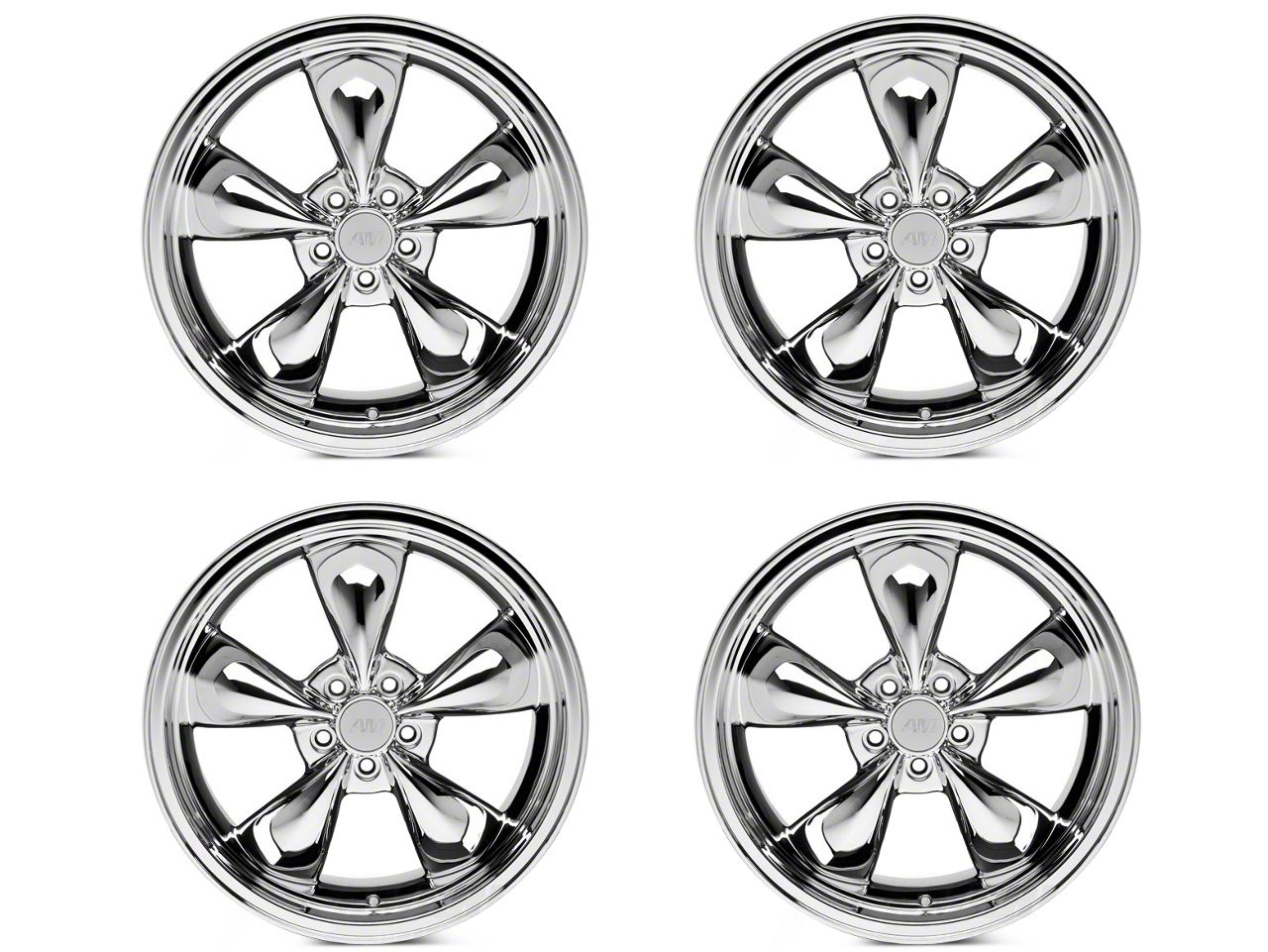 Mustang Staggered Deep Dish Bullitt Chrome 4-Wheel Kit; 20x8.5/20x10 ...