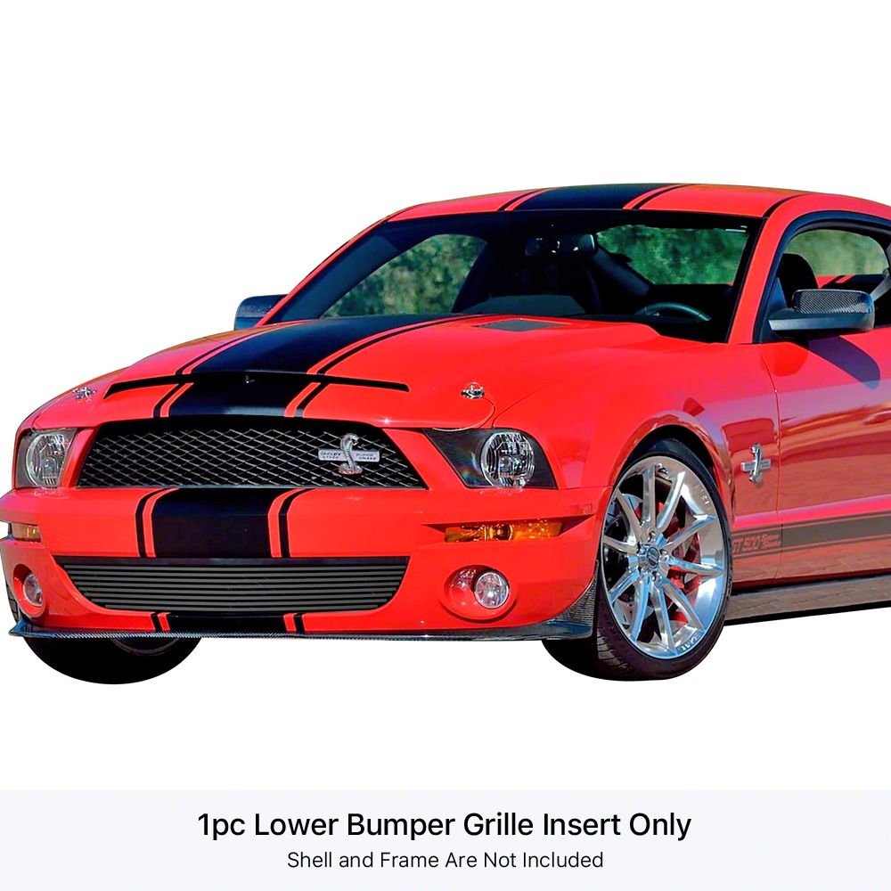 Mustang Stainless Steel Billet Lower Overlay Grille; Black (07-09 ...