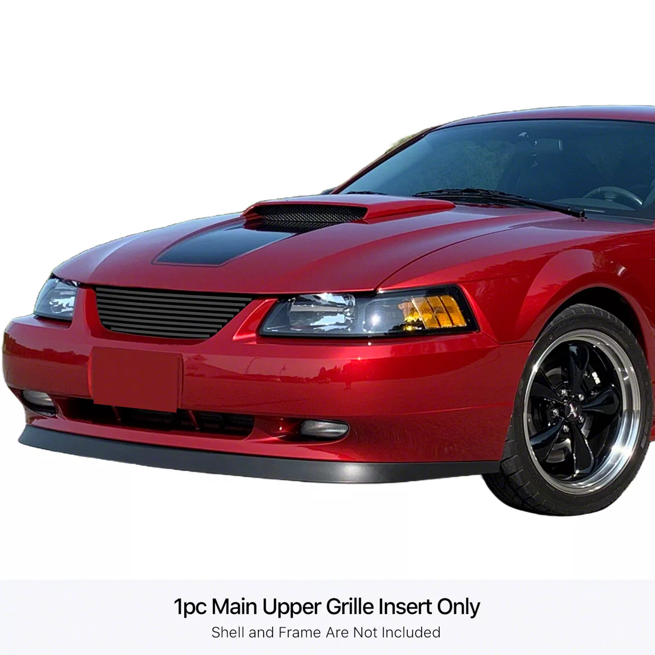 Mustang Stainless Steel Billet Upper Grille with Logo Cutout; Black (94 ...