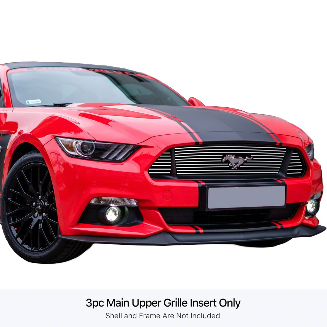 Mustang Stainless Steel Billet Upper Grille Overlay with Emblem Hole ...