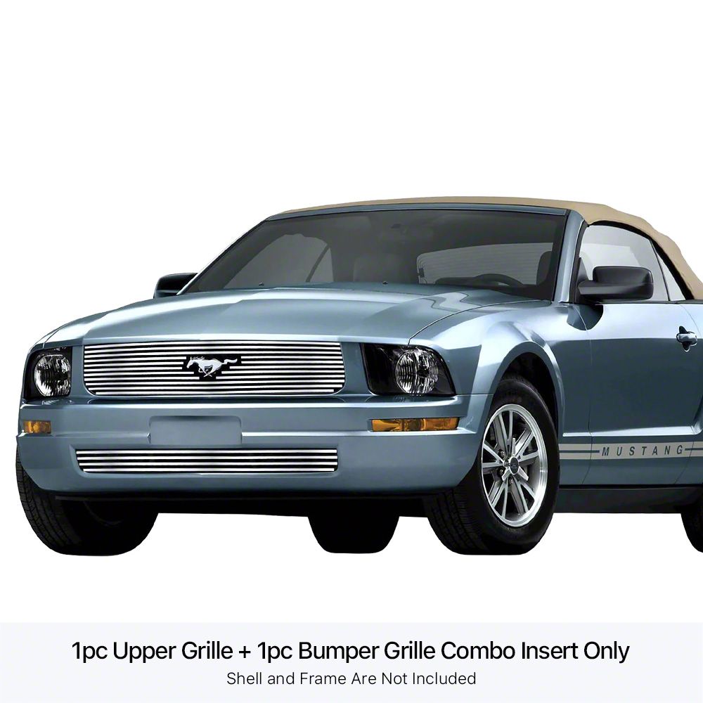 Mustang Stainless Steel Billet Upper and Lower Grille Overlay; Polished ...