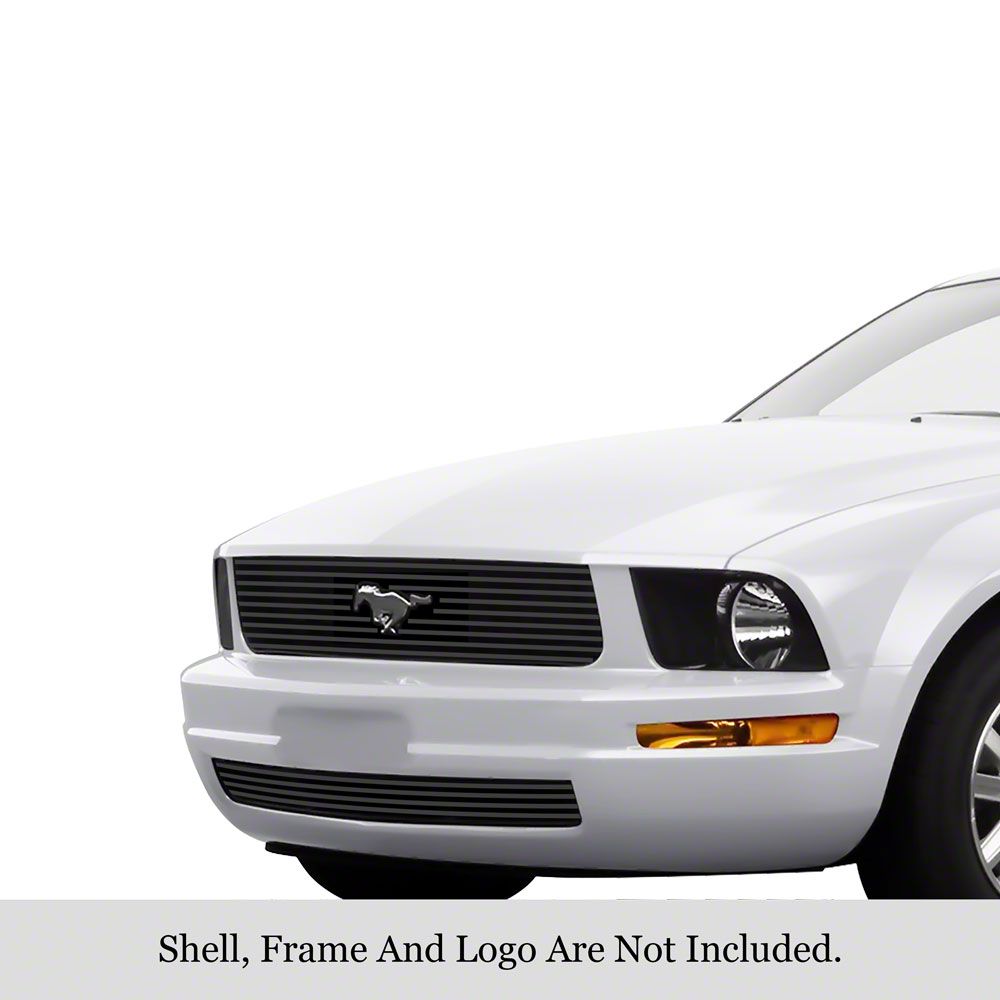 Mustang Stainless Steel Billet Upper and Lower Overlay Grilles; Black ...