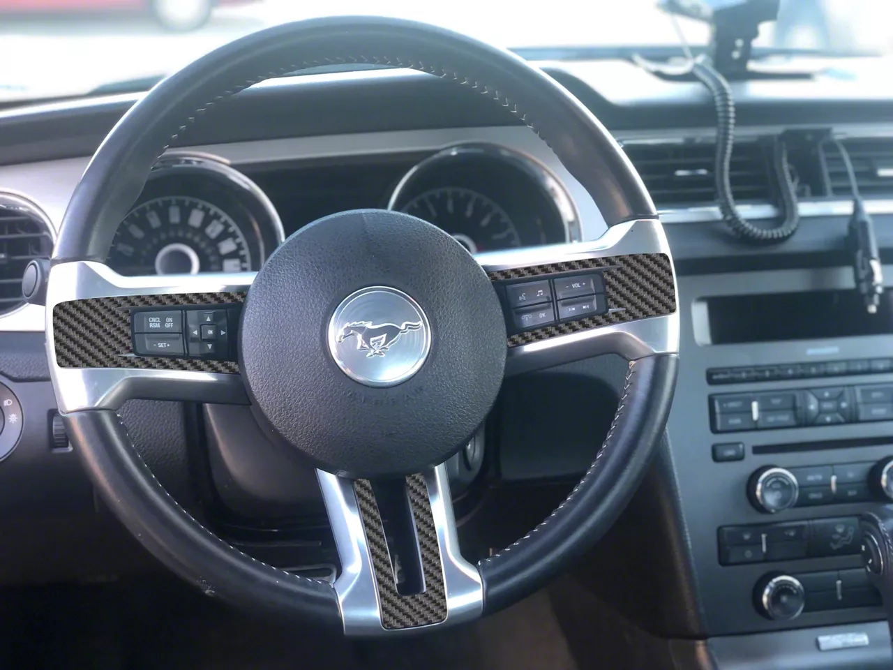 Mustang Steering Wheel Accent Trim; Raw Carbon Fiber (10-14 Mustang ...