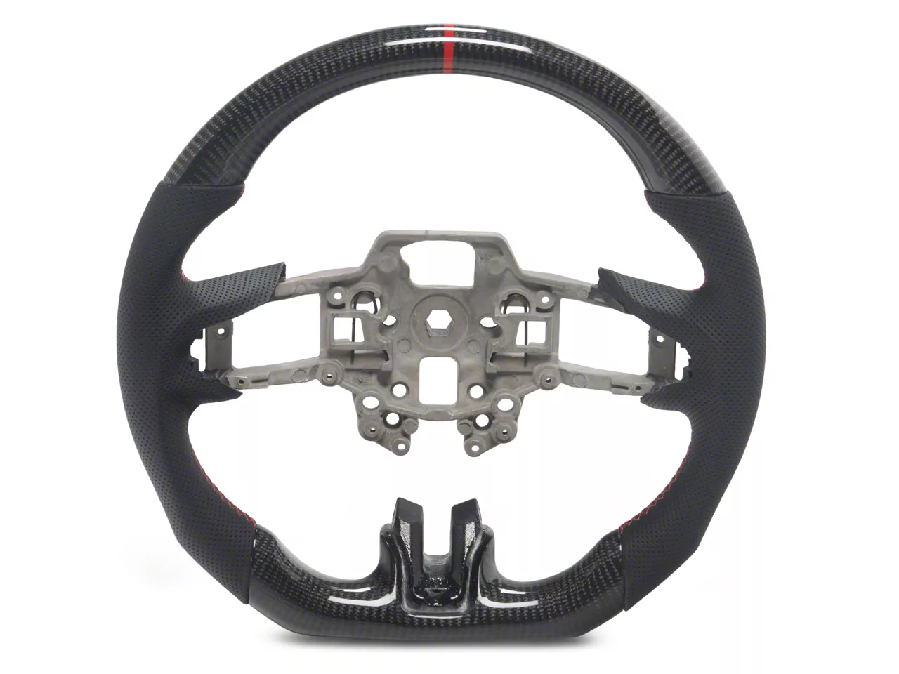 Mustang Steering Wheel; Carbon Fiber with Red Stripe (18-23 Mustang ...