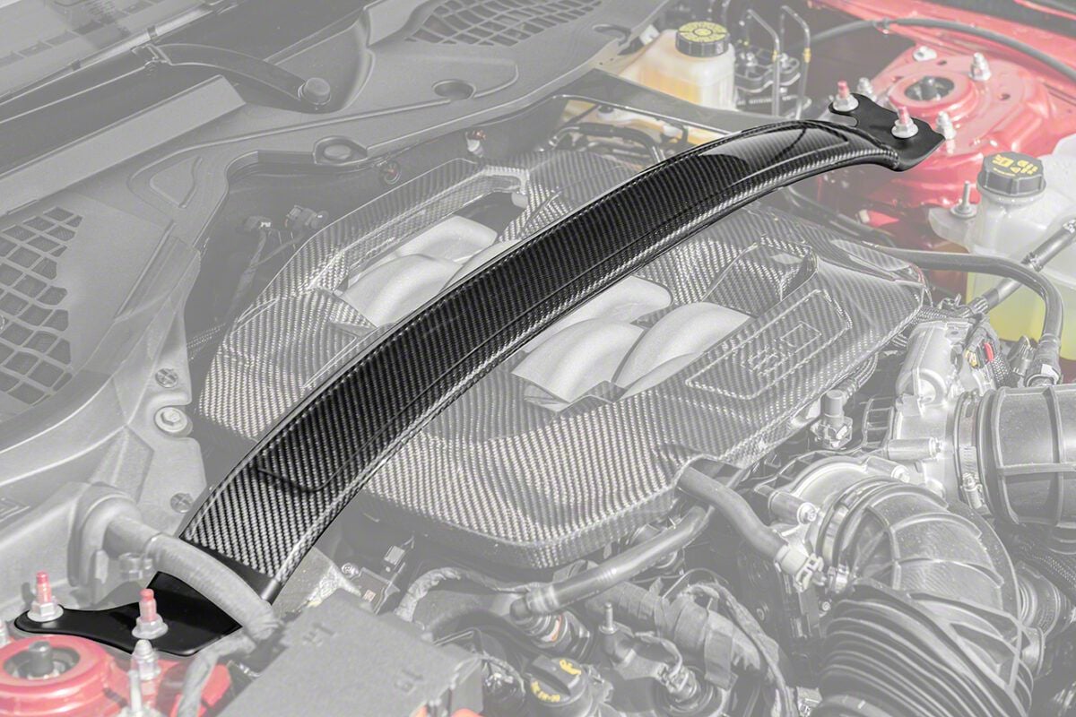 Mustang Strut Tower Brace; Carbon Fiber (24-25 Mustang GT, Dark Horse ...