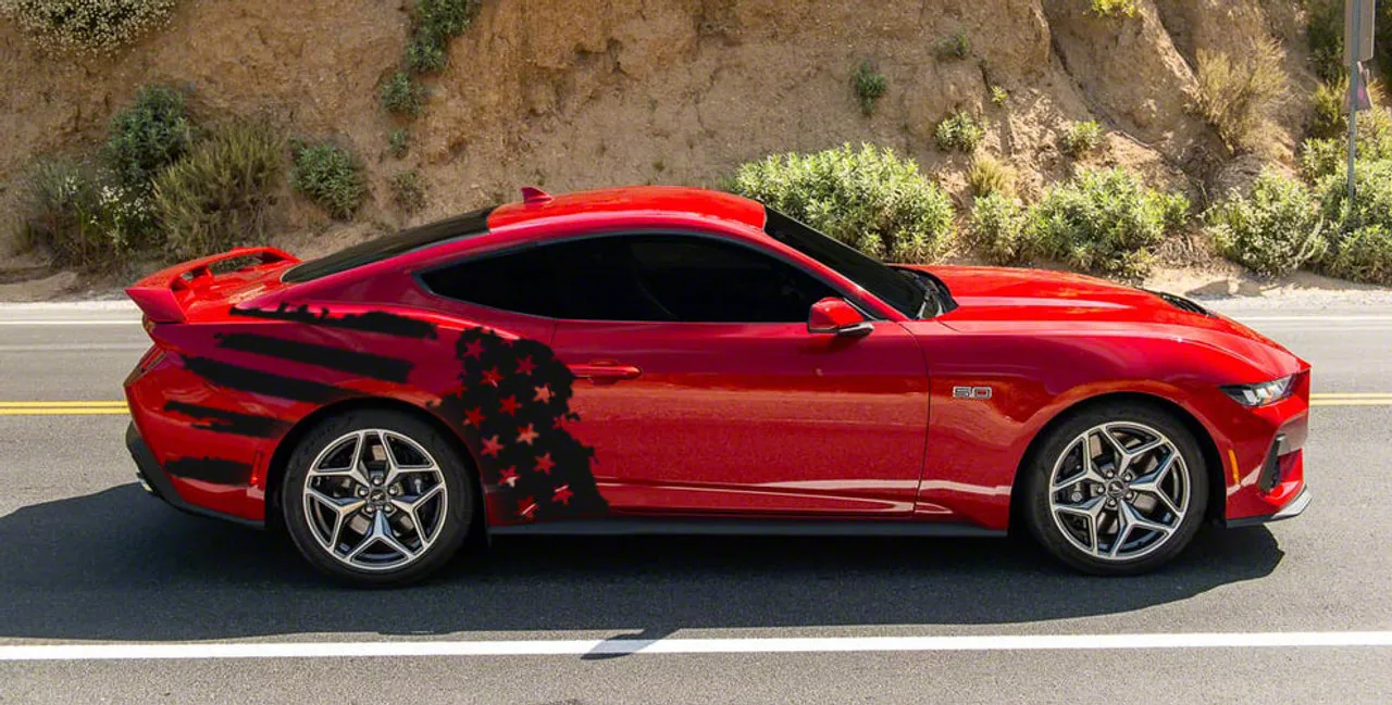 Mustang Tattered American Flag Body Graphics; Driver and Passenger Side ...