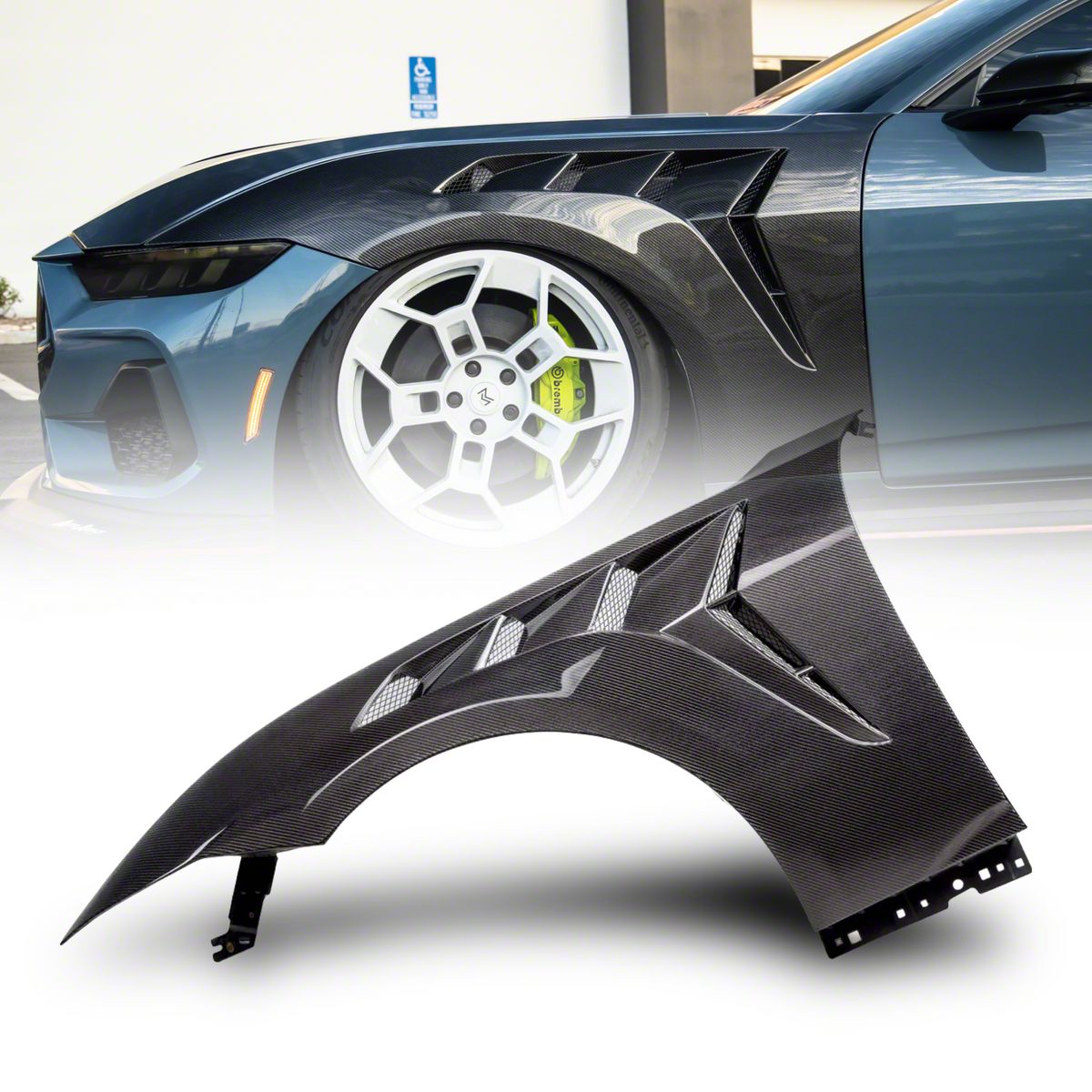 Mustang Type-GTD Front Fenders; Carbon Fiber (24-26 Mustang) - Free ...