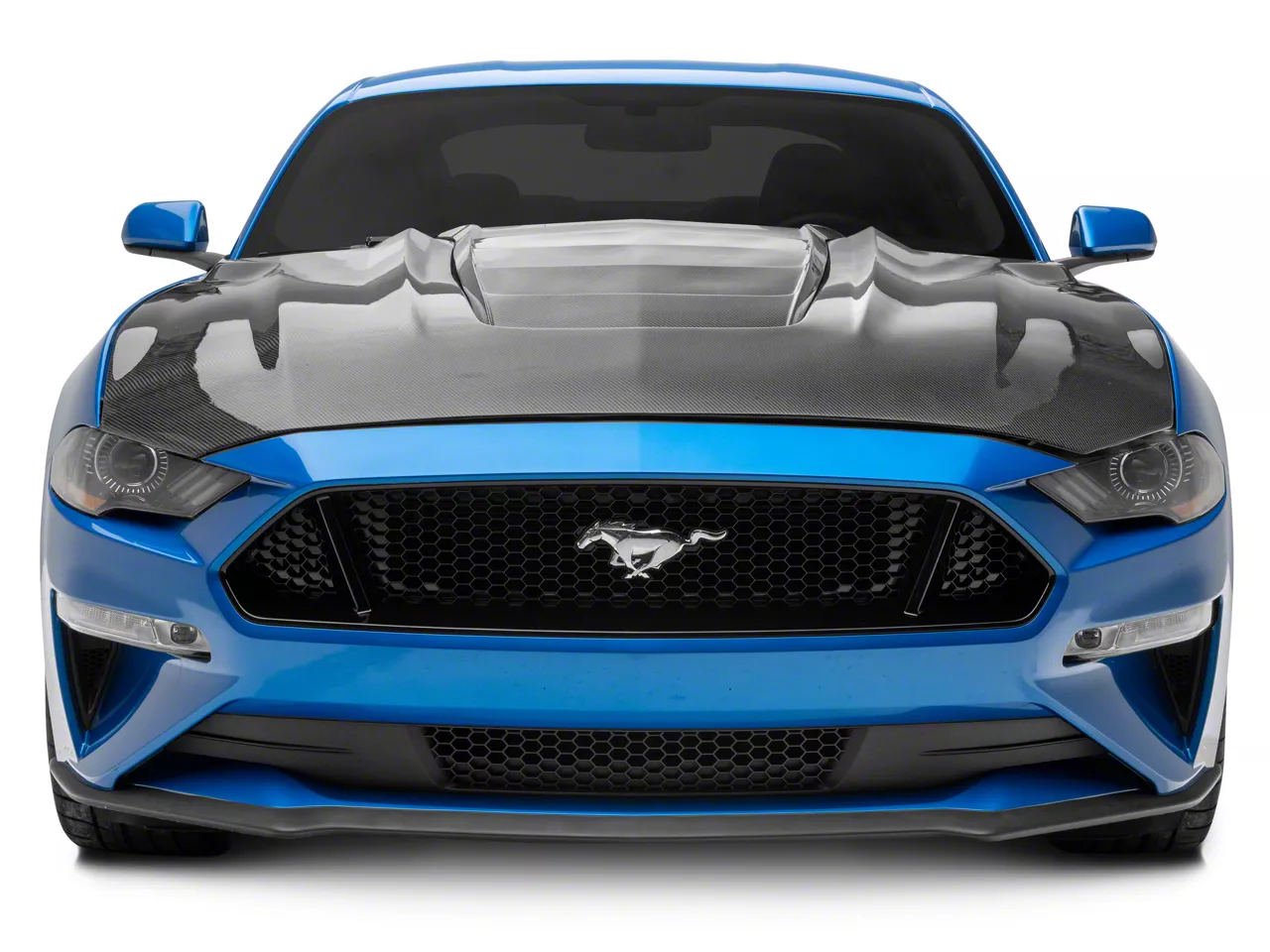Mustang V6R Style Hood; Carbon Fiber (18-23 Mustang GT, EcoBoost ...