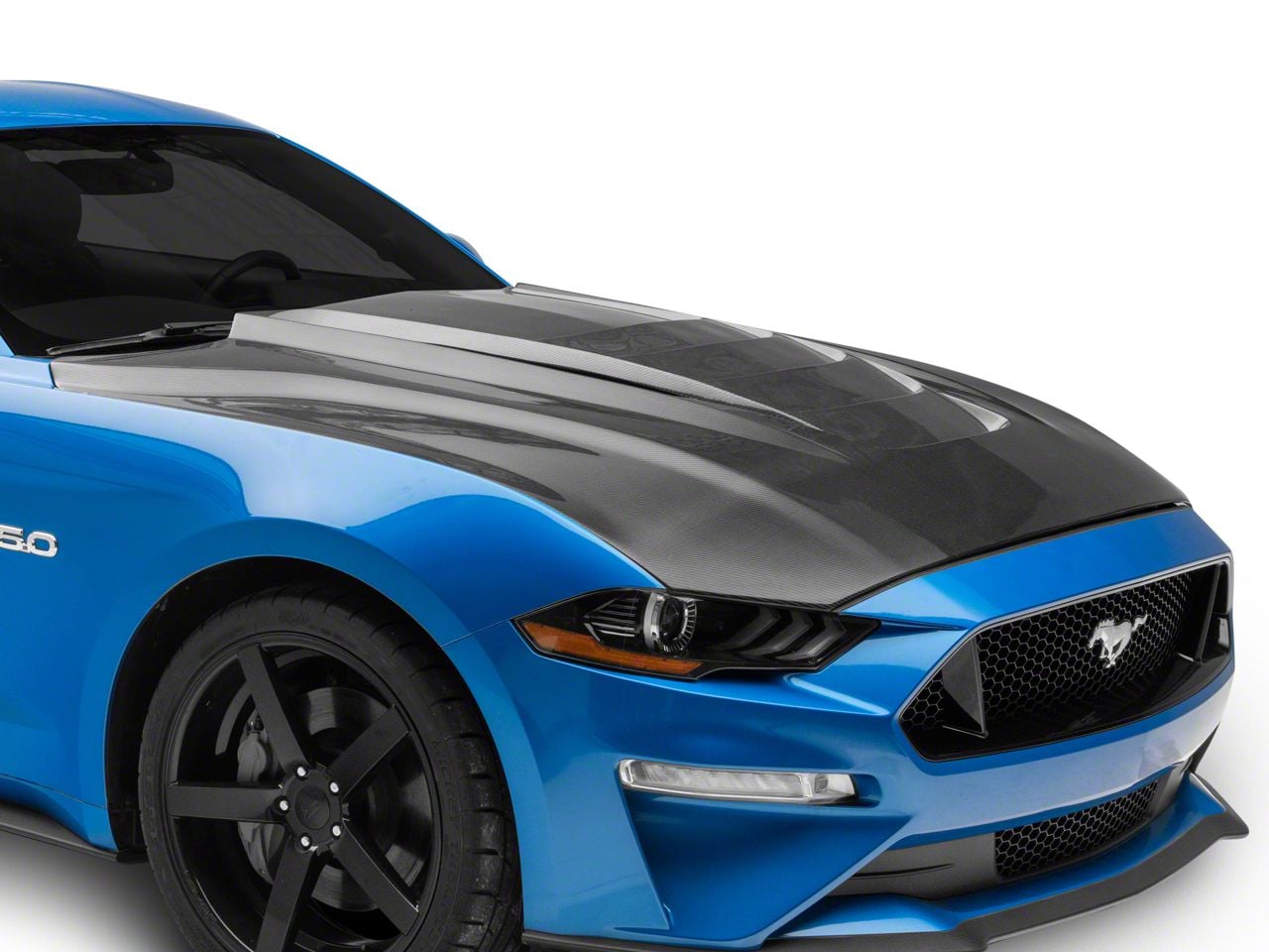 Mustang V6R Style Hood; Carbon Fiber (18-23 Mustang GT, EcoBoost ...