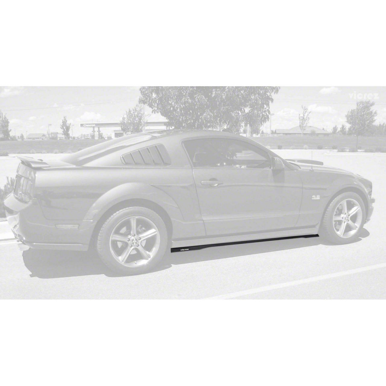 Mustang VZ Style Side Skirt Splitters; Satin Black Ice Vinyl (05-14 ...