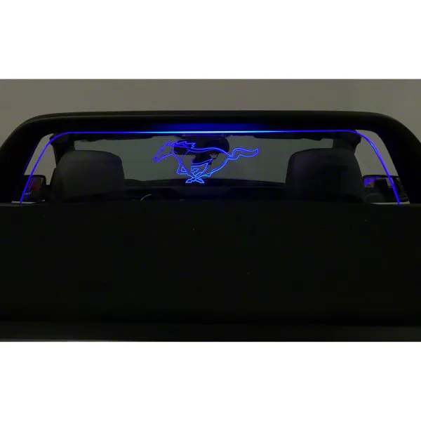 Mustang Wind Deflector with Running Pony; Clear; Blue Lighting Kit (15 ...