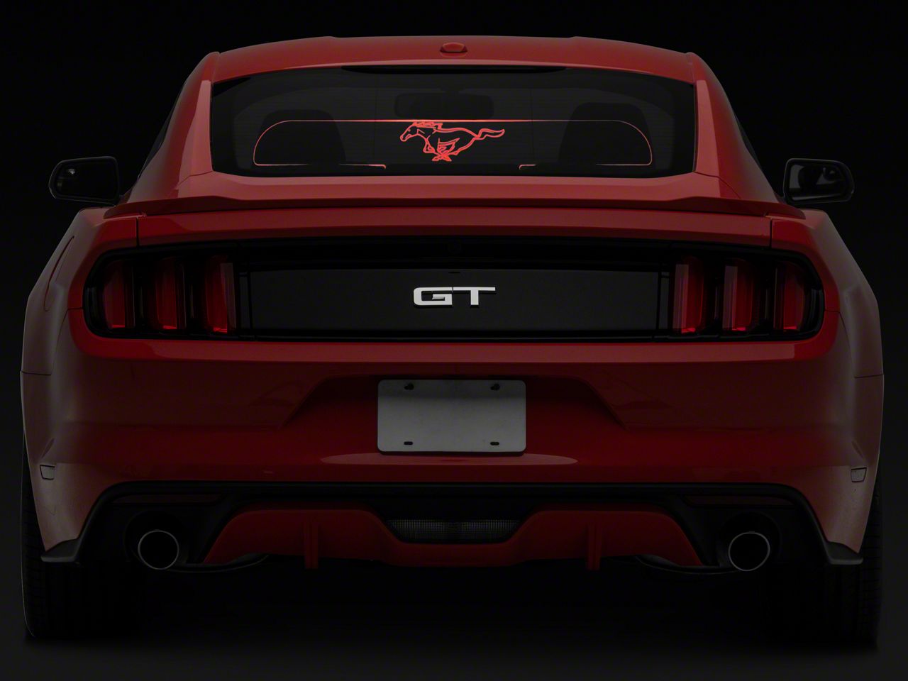 Mustang Wind Deflector with Running Pony; Clear; Red Lighting Kit (15 ...