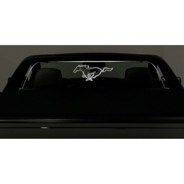 Mustang Wind Deflector with Running Pony; Clear; White Lighting Kit (15 ...