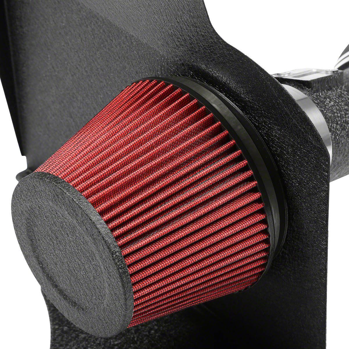 Mustang Aluminum Cold Air Intake with Red Filter and Heat Shield; Black ...