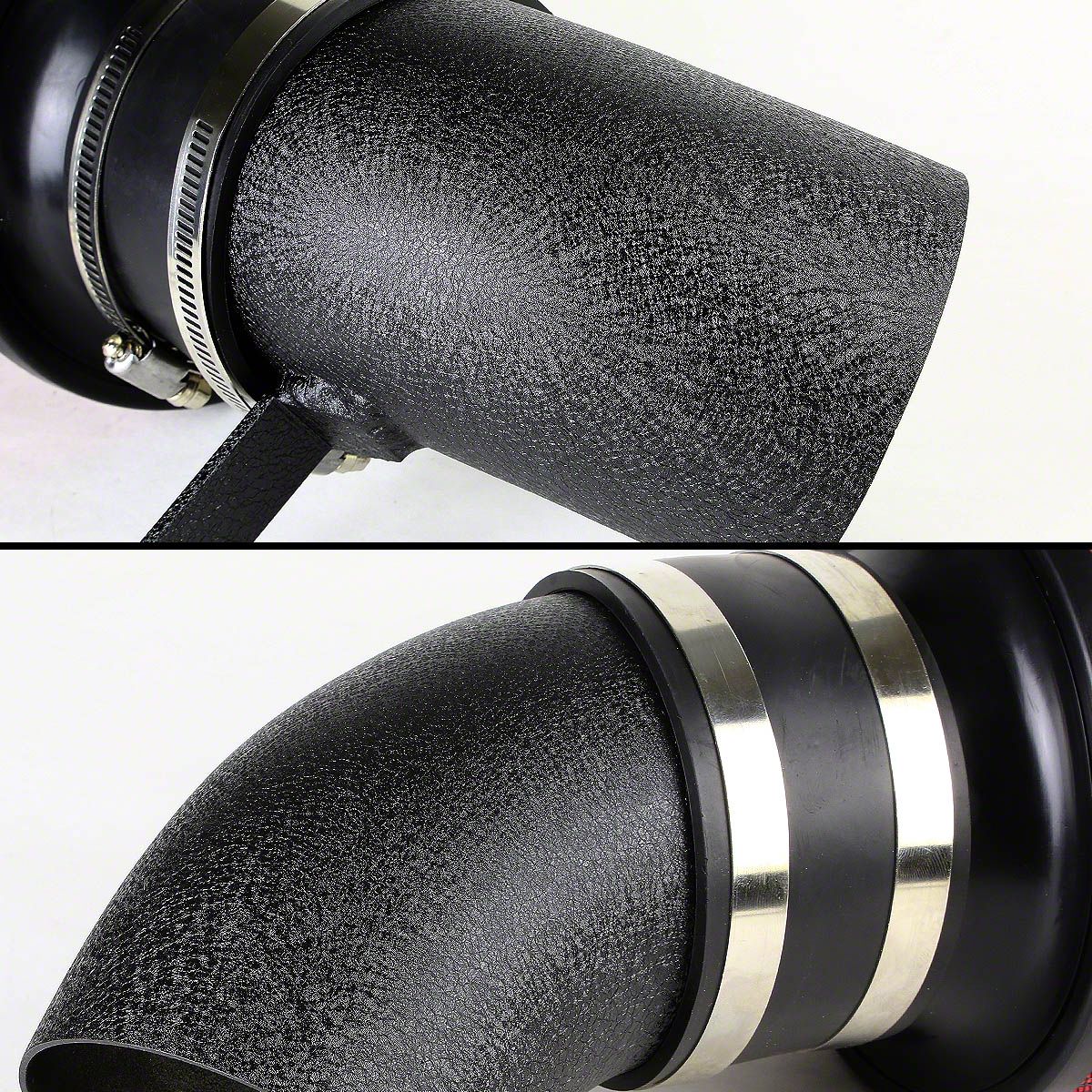 Mustang Aluminum Cold Air Intake with Red Filter and Heat Shield; Black ...