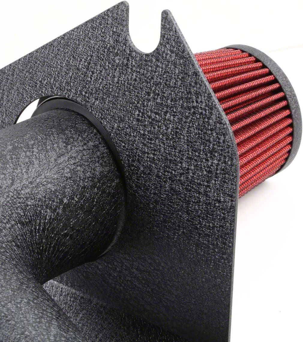 Mustang Aluminum Cold Air Intake with Red Filter and Heat Shield; Black ...