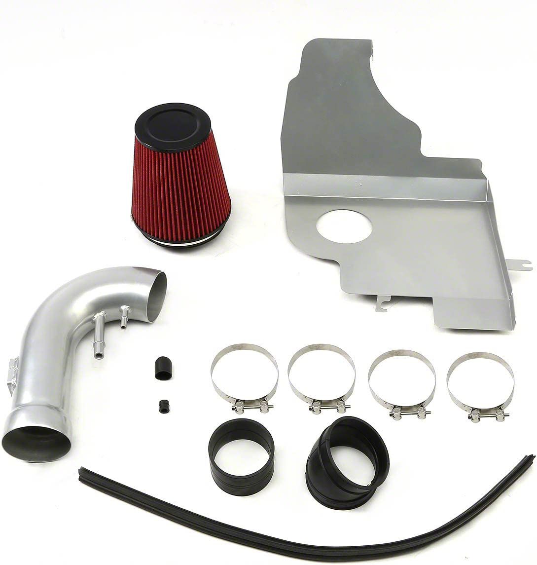 Mustang Aluminum Cold Air Intake with Red Filter and Heat Shield ...