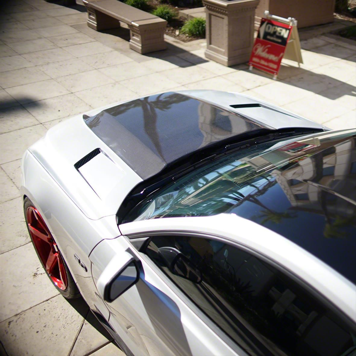 Mustang Ram Air Hood with Carbon Fiber Blister; Unpainted (15-23 ...
