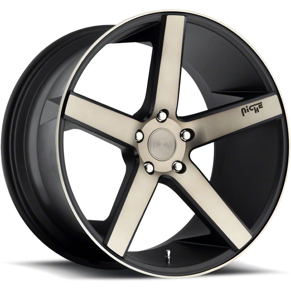 Niche Mustang Milan Matte Black Machined with Dark Tint Wheel; 19x8.5 ...