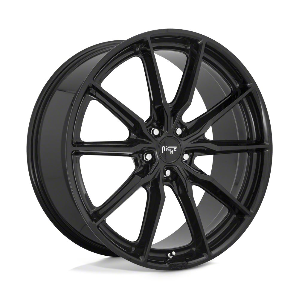Niche Camaro Rainier Gloss Black Wheel; 22x9; 38mm Offset M240229011+38 ...