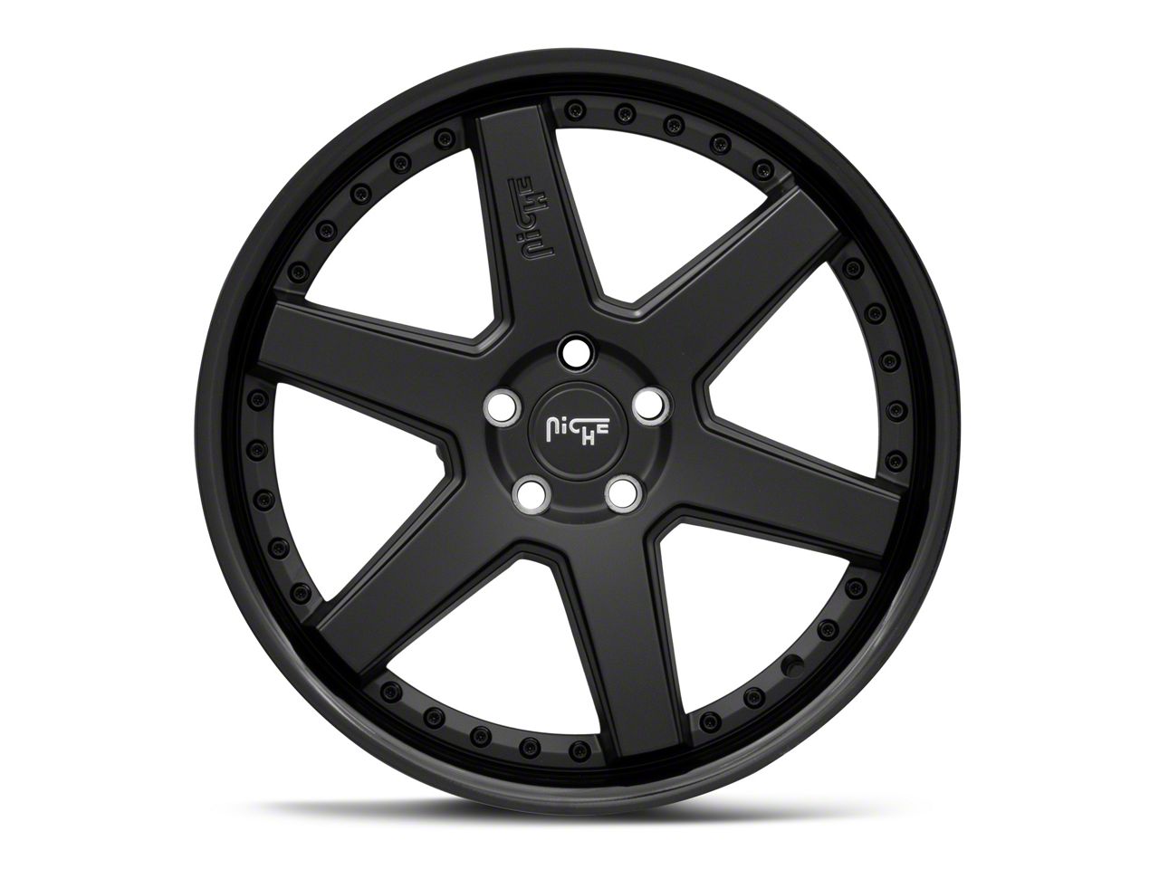 Niche Mach-E Altair Gloss Black with Matte Black Lip Wheel; 18x8.5 ...