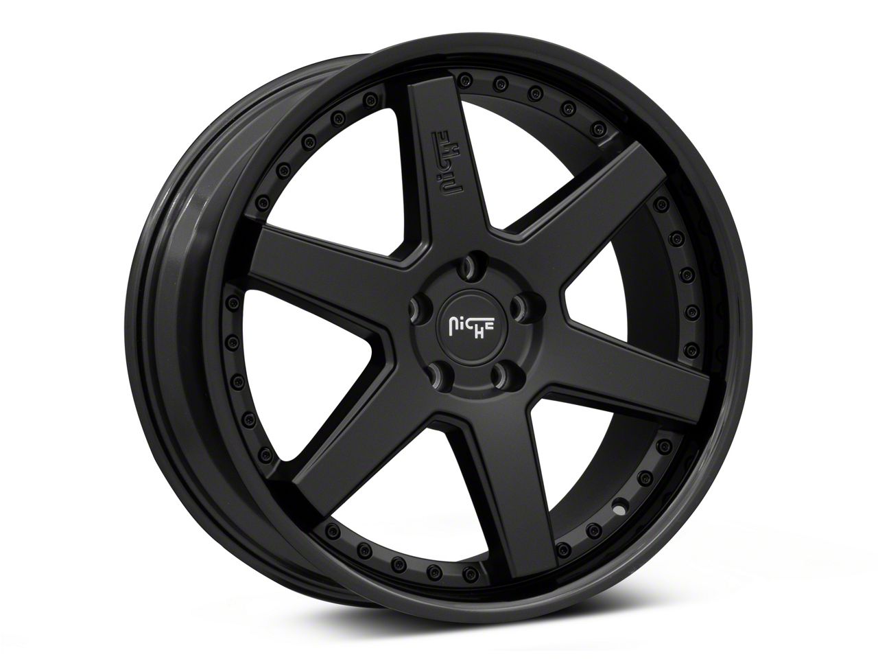 Niche Mach-E Altair Gloss Black with Matte Black Lip Wheel; 18x8.5 ...