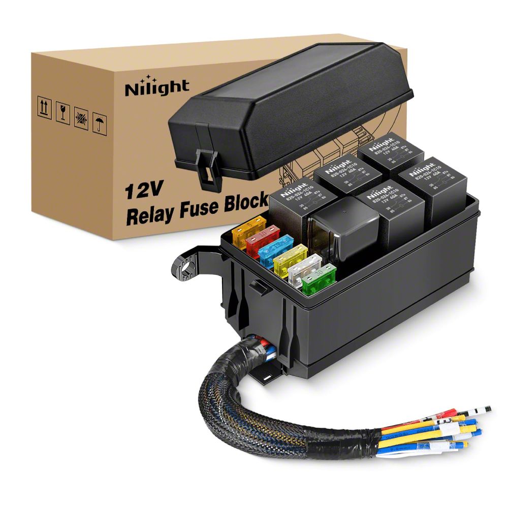 Nilight Challenger Bosch Style 12V-6 Slots 40Amp Relay Fuse Box 50085B ...