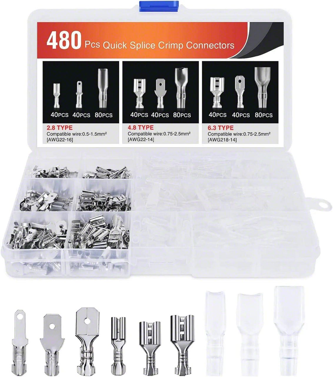 Universal AM Spade Terminals with Insulated Sleeves; 480-Pieces - Free ...