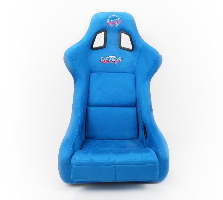 NRG Innovations Corvette Prisma Ultra Large Bucket Seat; Blue Alcantara and Gold Back FRP-302BL ...