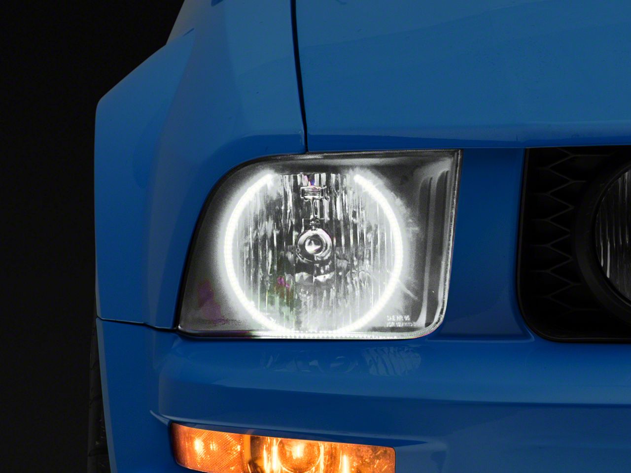 Oracle Mustang OE Style Headlights with LED Halos; Black Housing; Clear ...