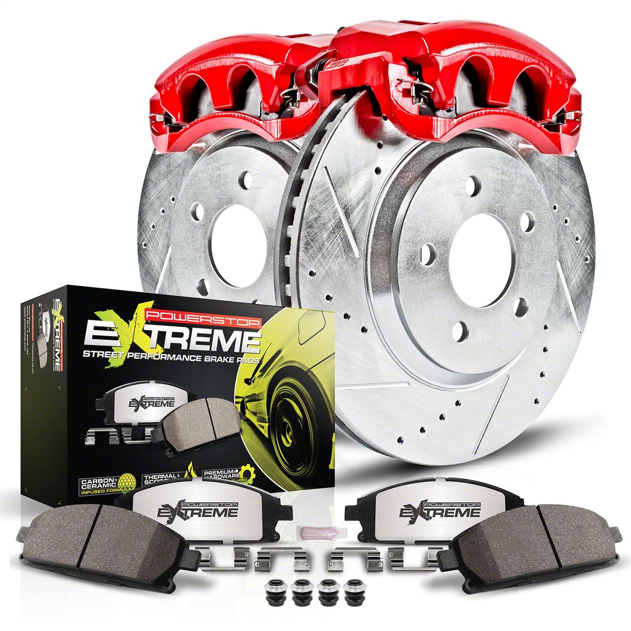 PowerStop Corvette Z26 Street Warrior Brake Rotor, Pad and Caliper Kit ...