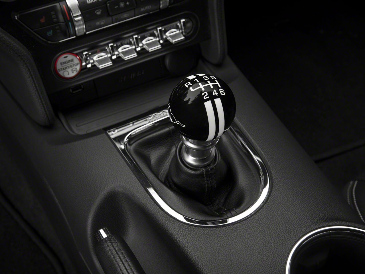 Modern Billet Mustang Rally Stripe 6-Speed Shift Knob with Running Pony ...