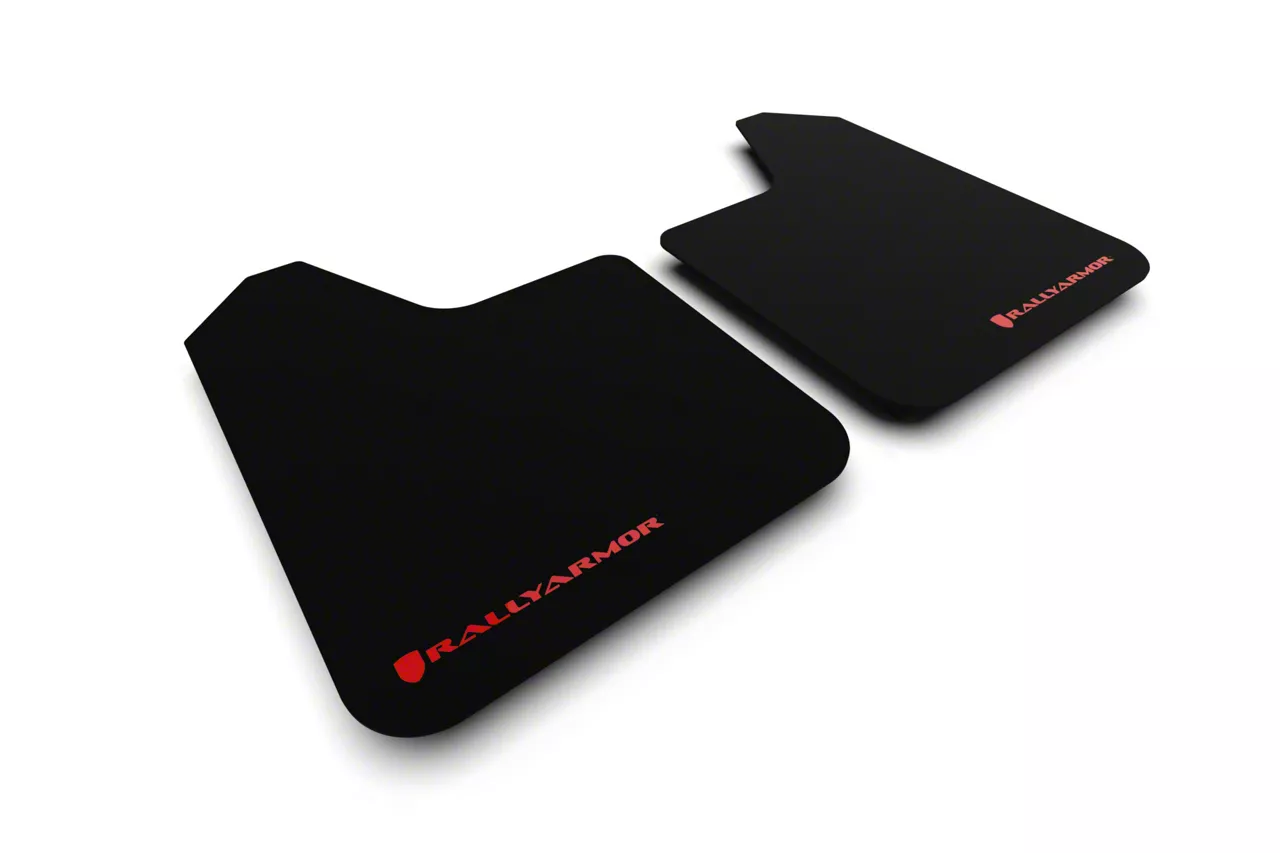 Rally Armor Challenger Universal Basic Mud Flaps with Red Logo; Front ...