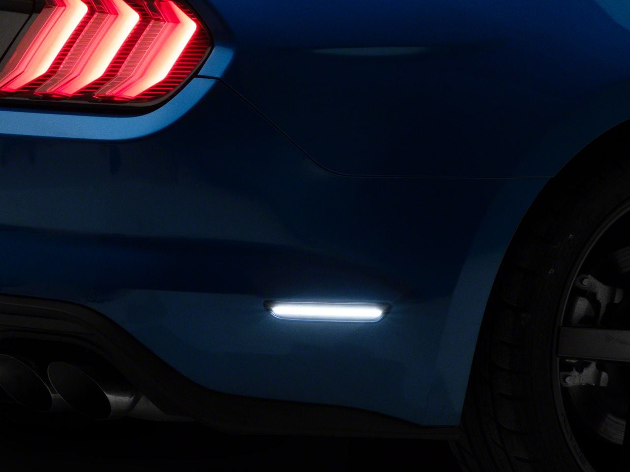 Raxiom Mustang Animated LED Side Markers; Rear; White LED 472434 (15-26 ...