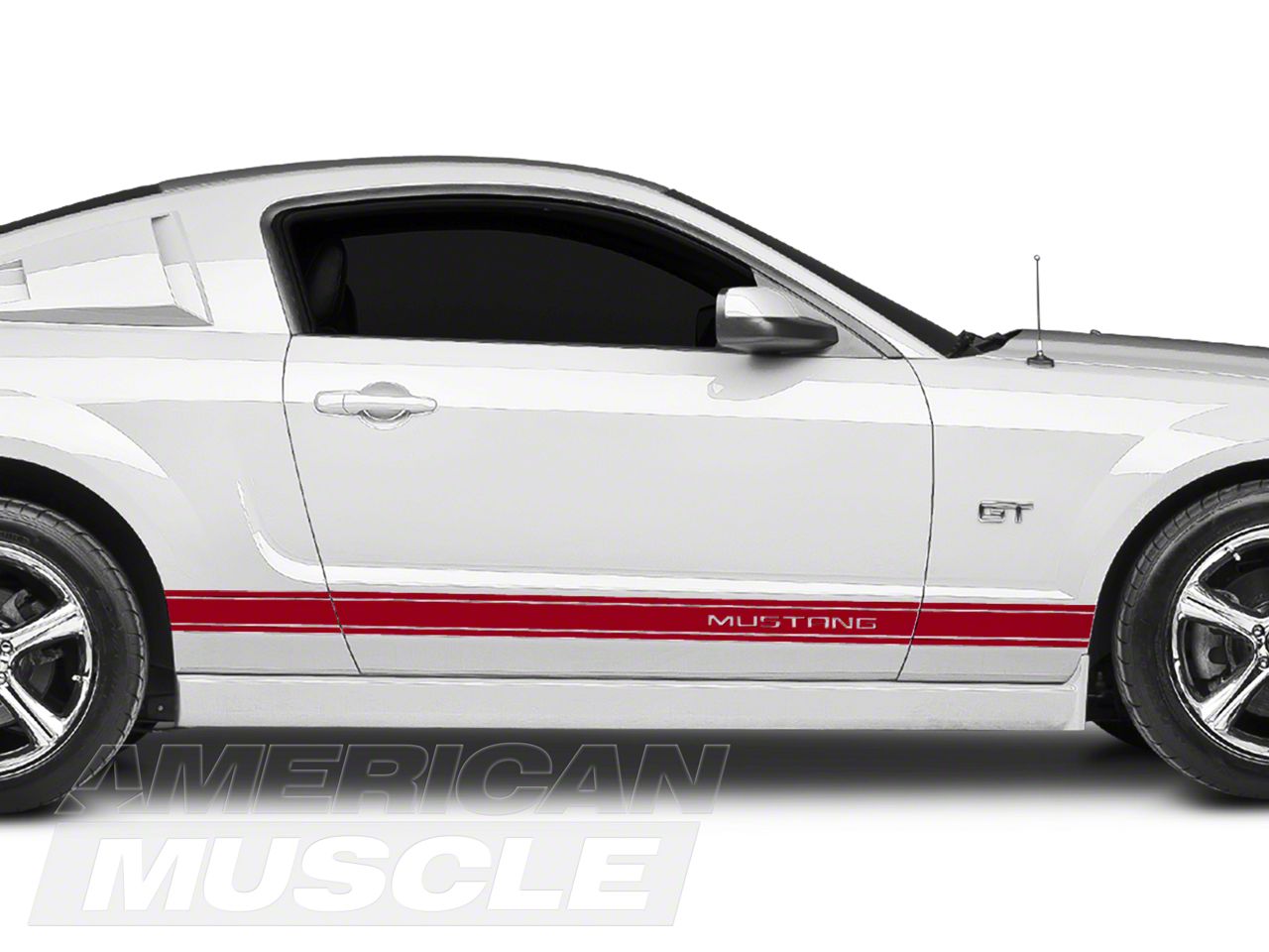 Mustang Rocker Stripes with Mustang Lettering; Red (05-14 Mustang ...