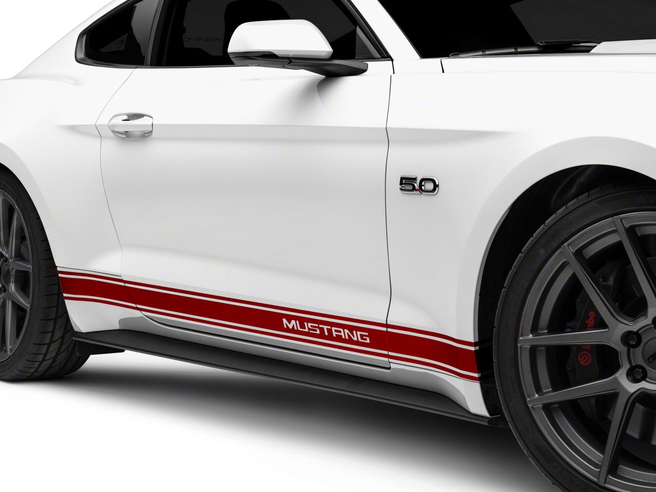 Mustang Rocker Stripes with Mustang Lettering; Red (15-23 Mustang ...