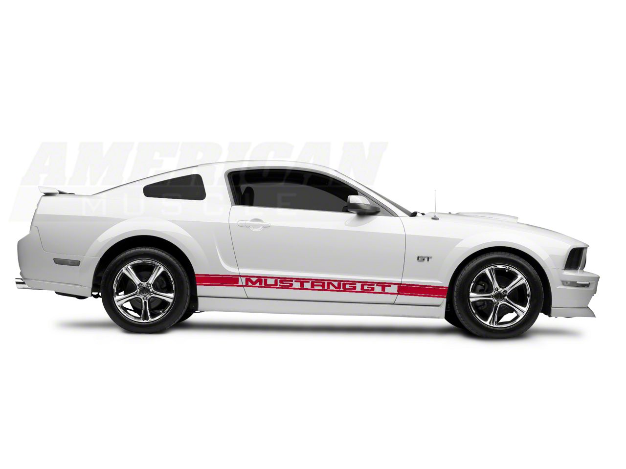 Mustang Rocker Stripes with Mustang GT Lettering; Red (05-14 Mustang ...