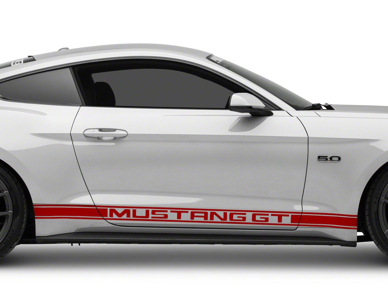 Mustang Rocker Stripes with Mustang GT Lettering; Red (15-23 Mustang ...
