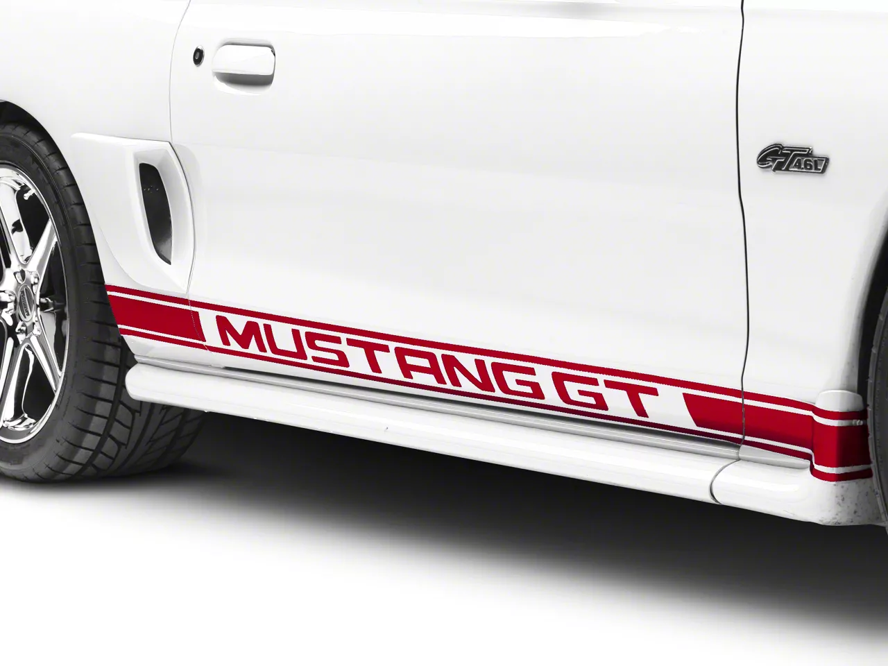 Mustang Rocker Stripes with Mustang GT Lettering; Red (94-04 Mustang ...