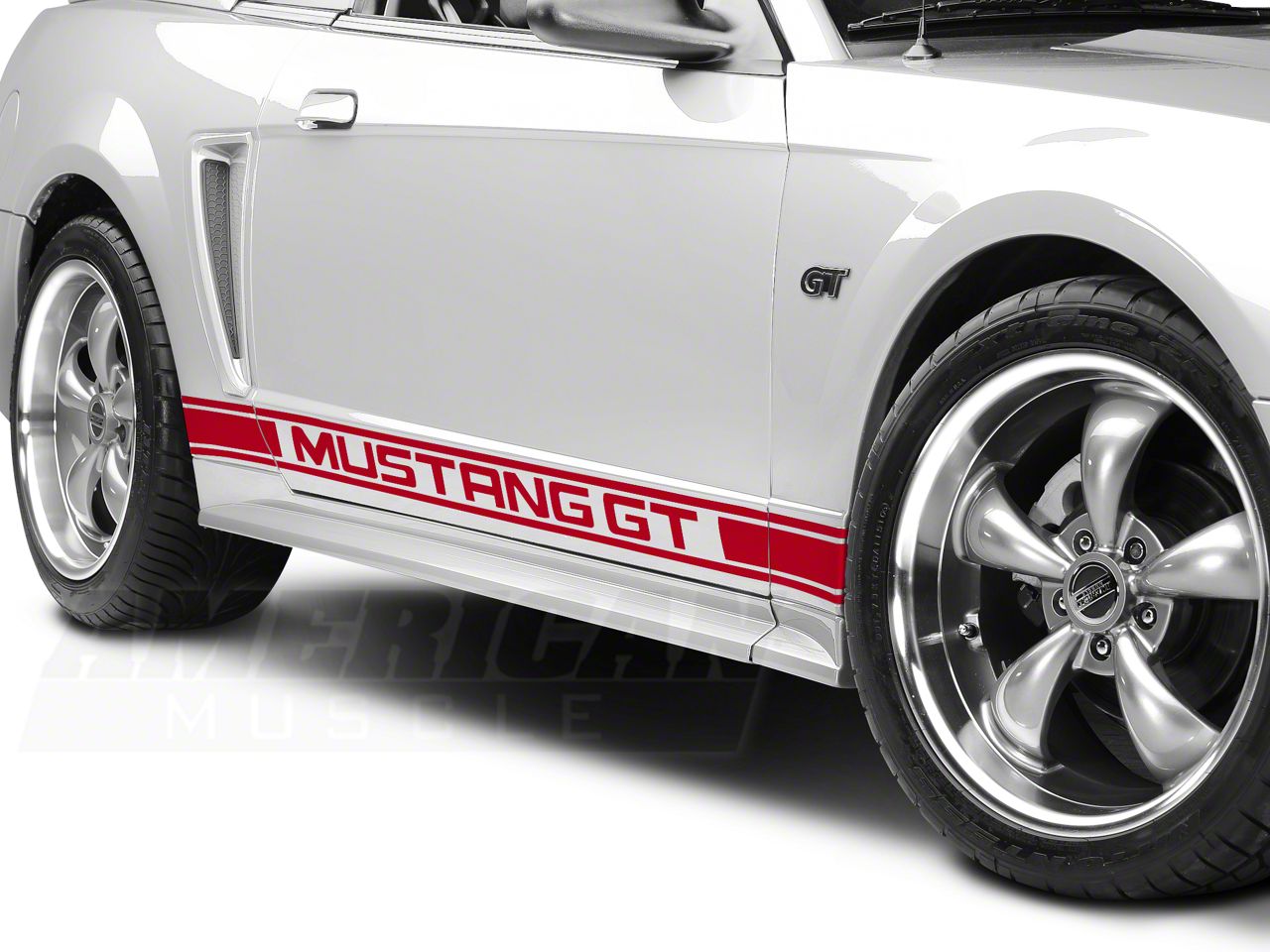 Mustang Rocker Stripes with Mustang GT Lettering; Red (94-04 Mustang ...