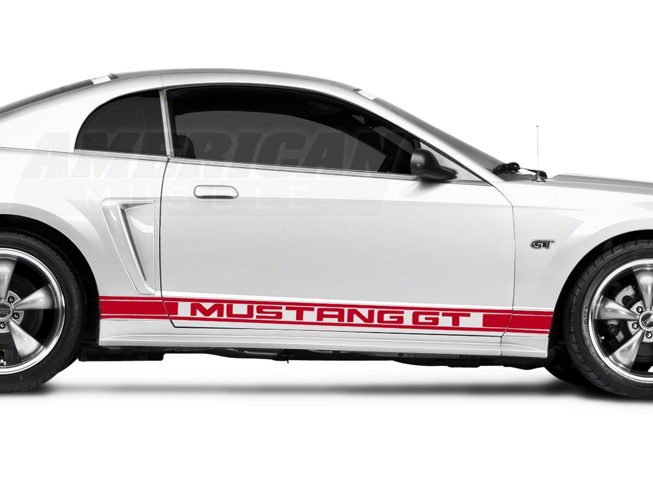 Mustang Rocker Stripes with Mustang GT Lettering; Red (94-04 Mustang ...