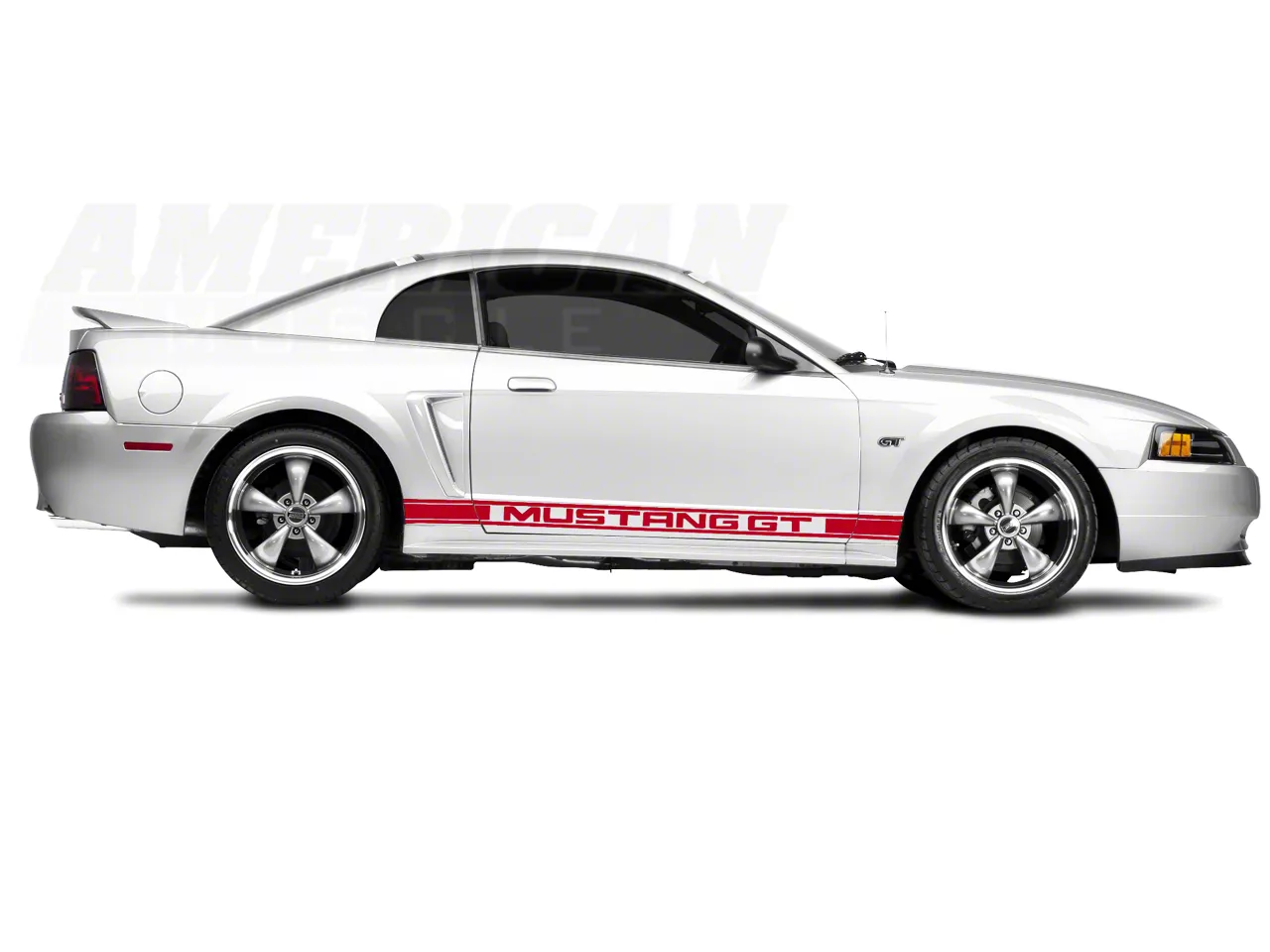 Mustang Rocker Stripes with Mustang GT Lettering; Red (94-04 Mustang ...