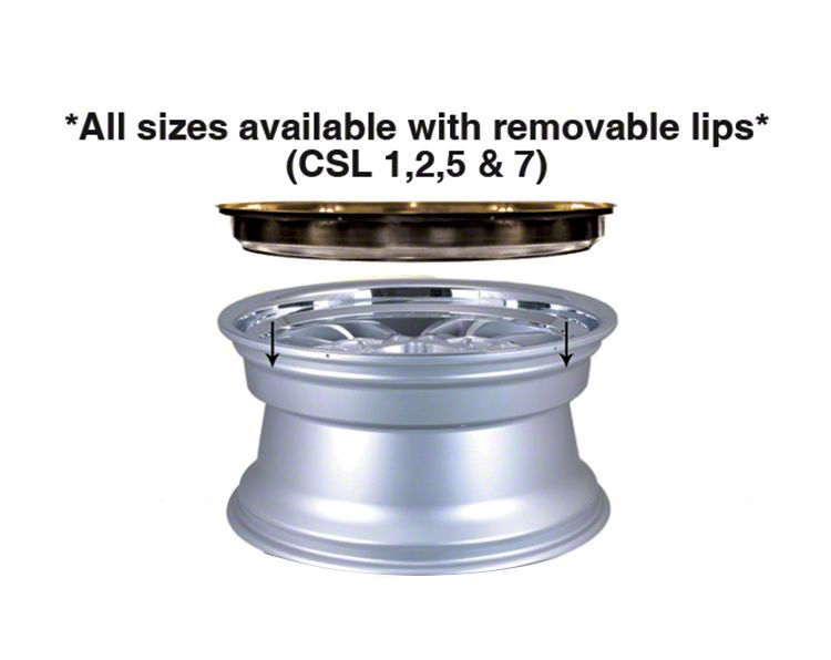 Rennen Mustang CSL-2 Silver Brushed with Chrome Step Lip Wheel; 19x8.5 ...