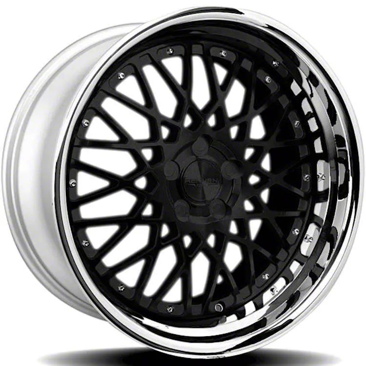 Rennen Mustang CSL-5 Gloss Black with Chrome Step Lip Wheel; 20x8.5 ...