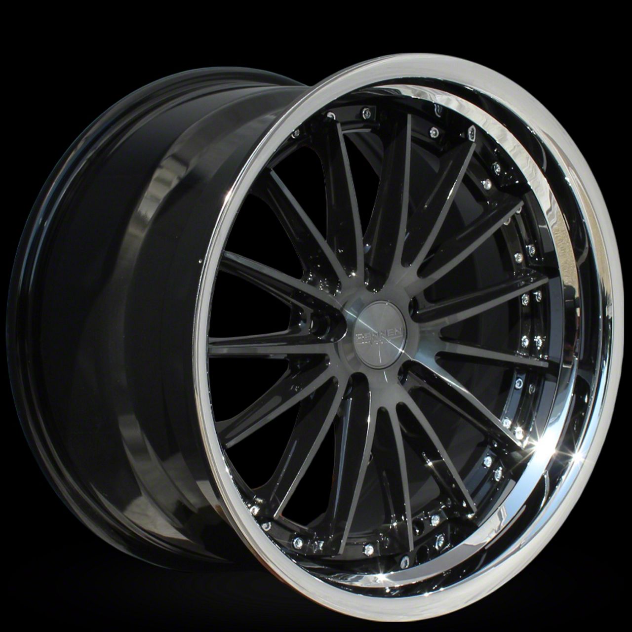 Rennen Mustang CSL-8 Tinted Black with Chrome Step Lip Wheel; 20x9 ...