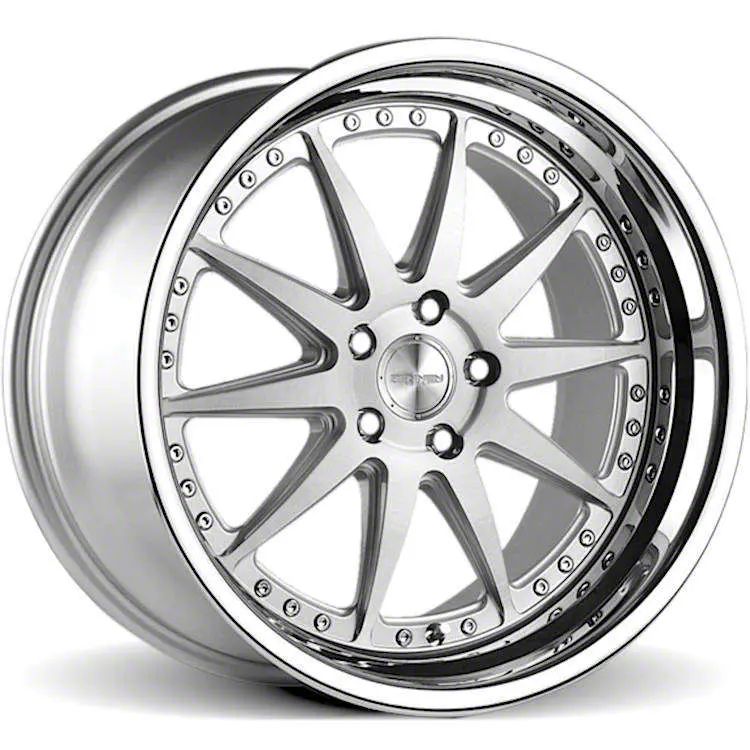 Rennen Challenger CSL-1 Silver Brushed with Chrome Step Lip Wheel; 19x8 ...