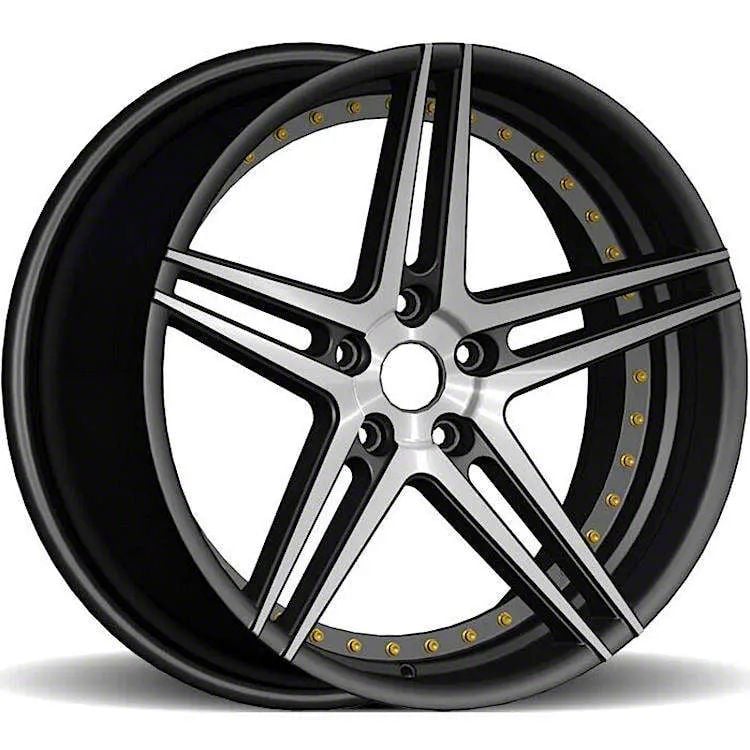 Rennen Challenger CSL-3 Black Machined with Gold Bolts Wheel; 19x9.5 ...