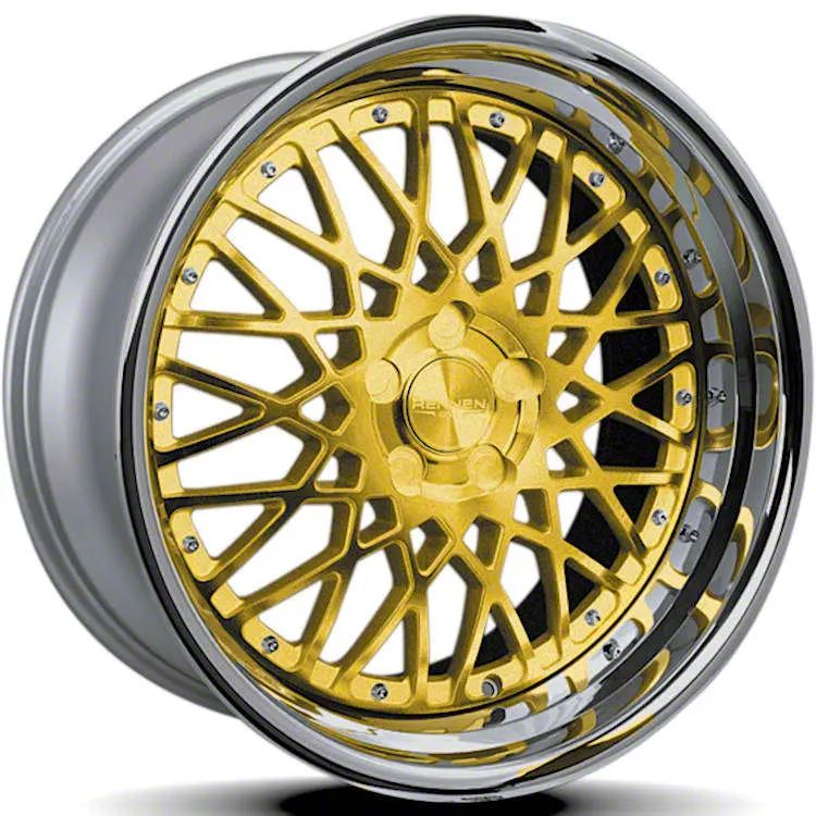 Rennen Mustang CSL-5 Tinted Gold with Chrome Step Lip Wheel; 20x8.5 ...