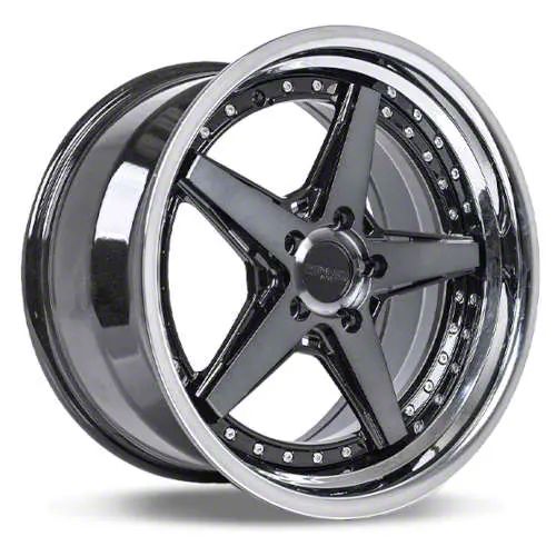 Rennen Mustang CSL-7 Tinted Black with Chrome Step Lip Wheel; 19x8.5 ...