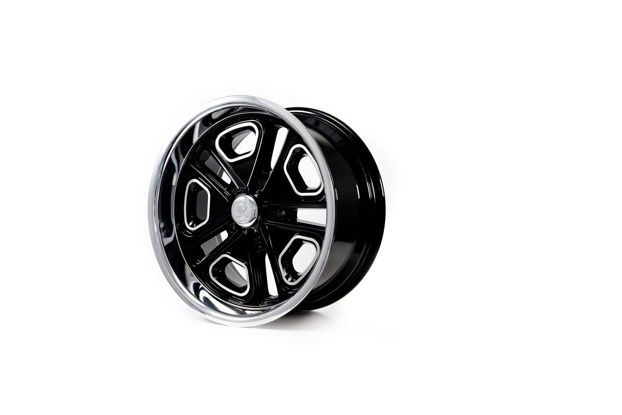 Resto Vintage Wheel Co Mustang Del Ray Glossy Black Center with Milled ...